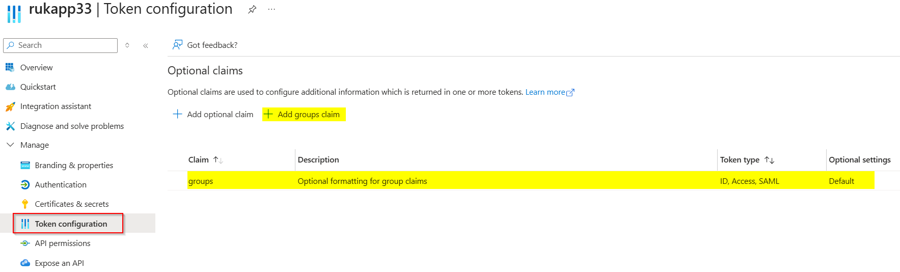 Missing group claims in access token - Microsoft Q&A