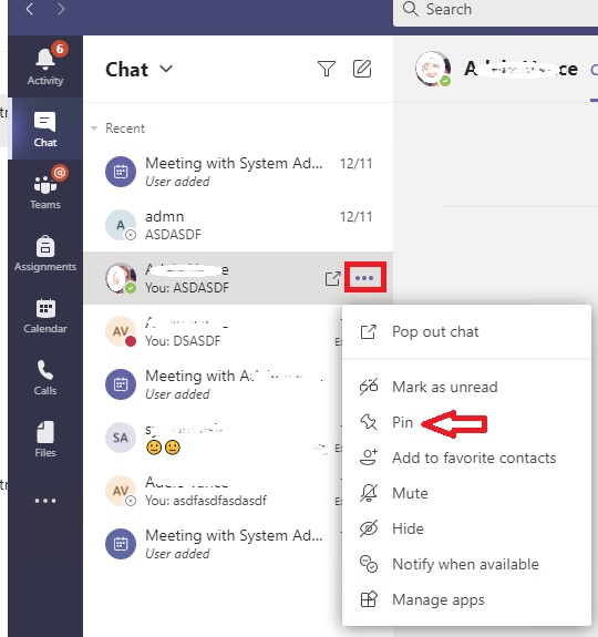 how to pin chat in microsoft teams - Microsoft Q&A