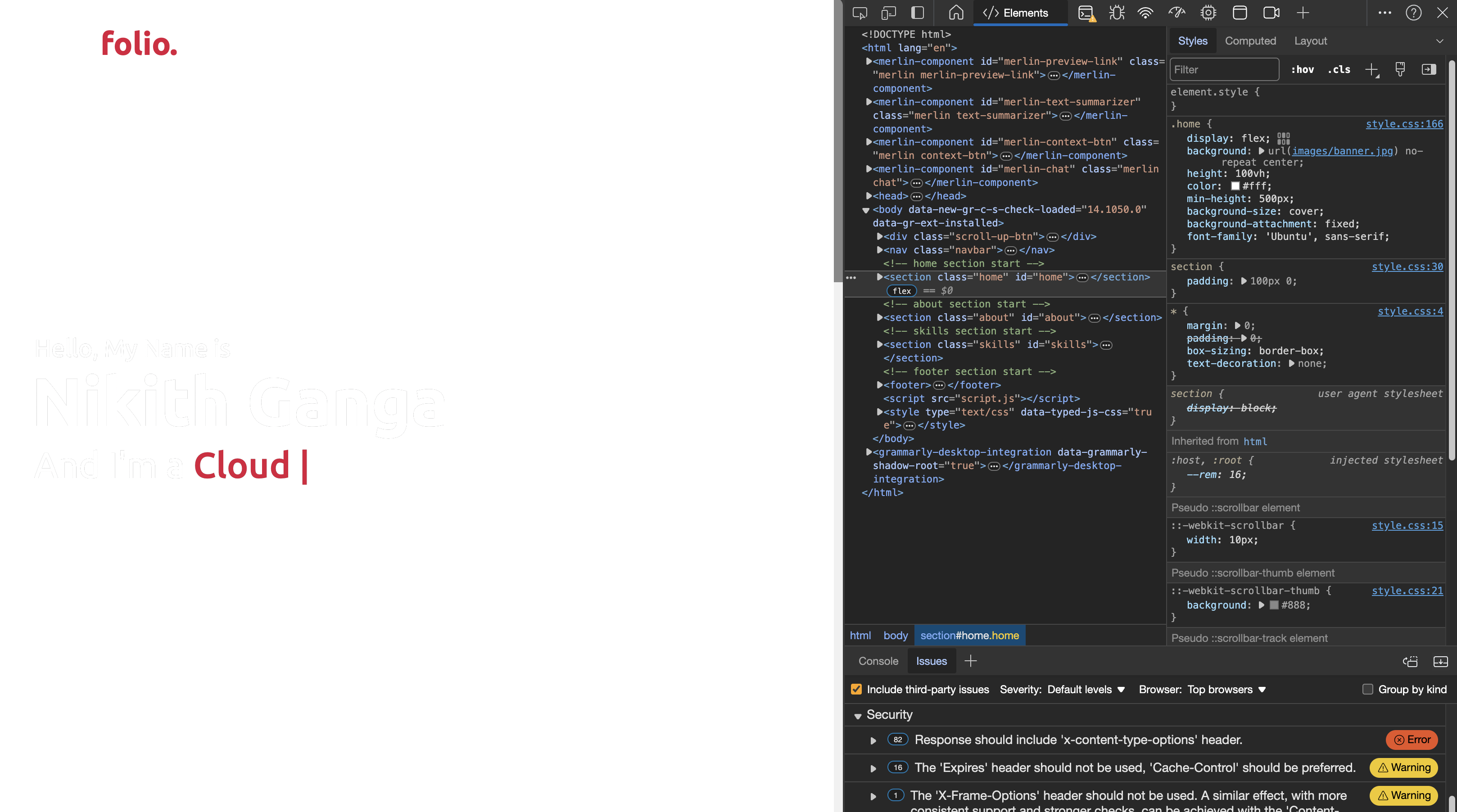 My Portfolio Website Works on Chrome , but doesnt work on Edge - Microsoft Q&A