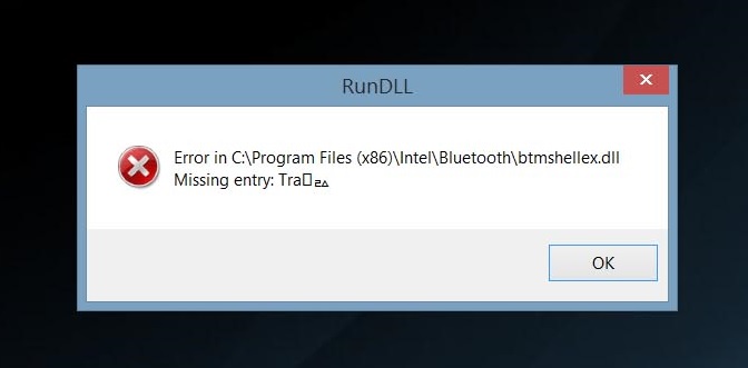 Bluetooth drivers / installation error (RunDLL - missing entry ...