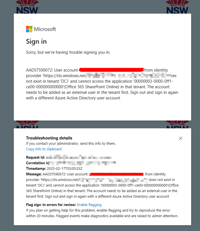 Does anyone know how to fix this error AADSTS90072: - Microsoft Q&A