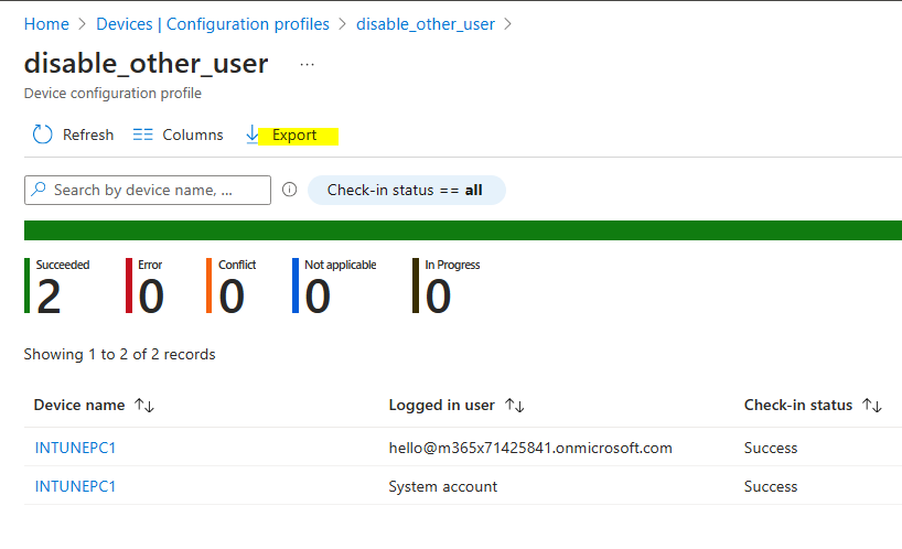 Export Intune Device Configuration Logged In User On Multiple Devices Microsoft Qanda