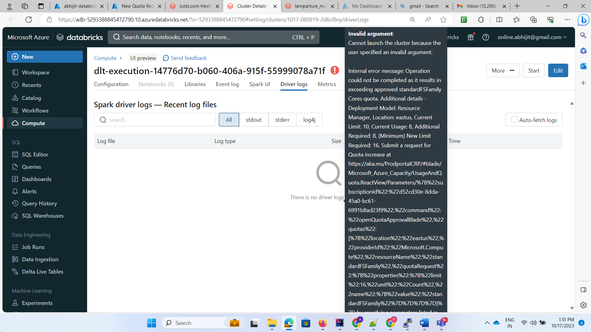 DLT Quota Exceed Failure - Microsoft Q&A