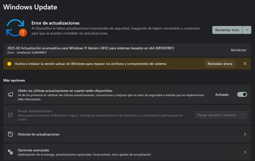 Windows Update no puede instalar actualizaciones acumulativas para ...