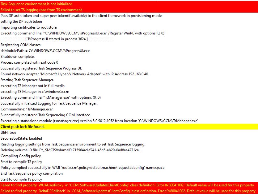 Task Sequnce fails with 0x80041002, cannot deploy machine - Microsoft Q&A Task Sequnce fails with 0x80041002, cannot deploy machine - Microsoft Q&A