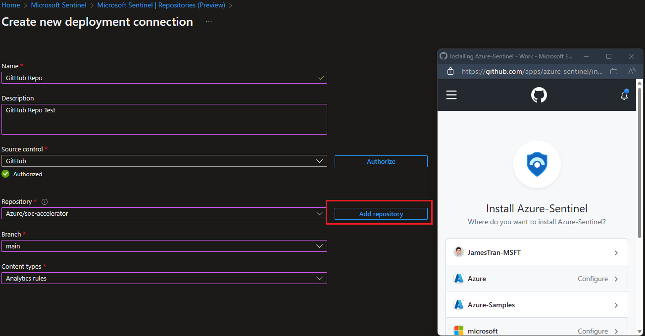 Cannot connect GitHub Enterprise Repo with MS Sentinel Repos - Microsoft Q&A