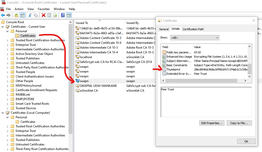 Unable to access EFS Encrypted Folder even though "current user" has Certificate and Key ...