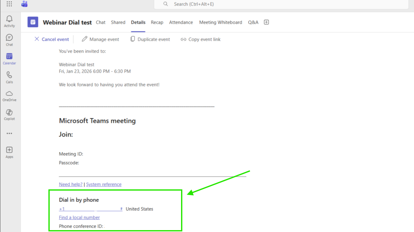 How to add a dial in phone number to a Teams webinar? - Microsoft Q&A