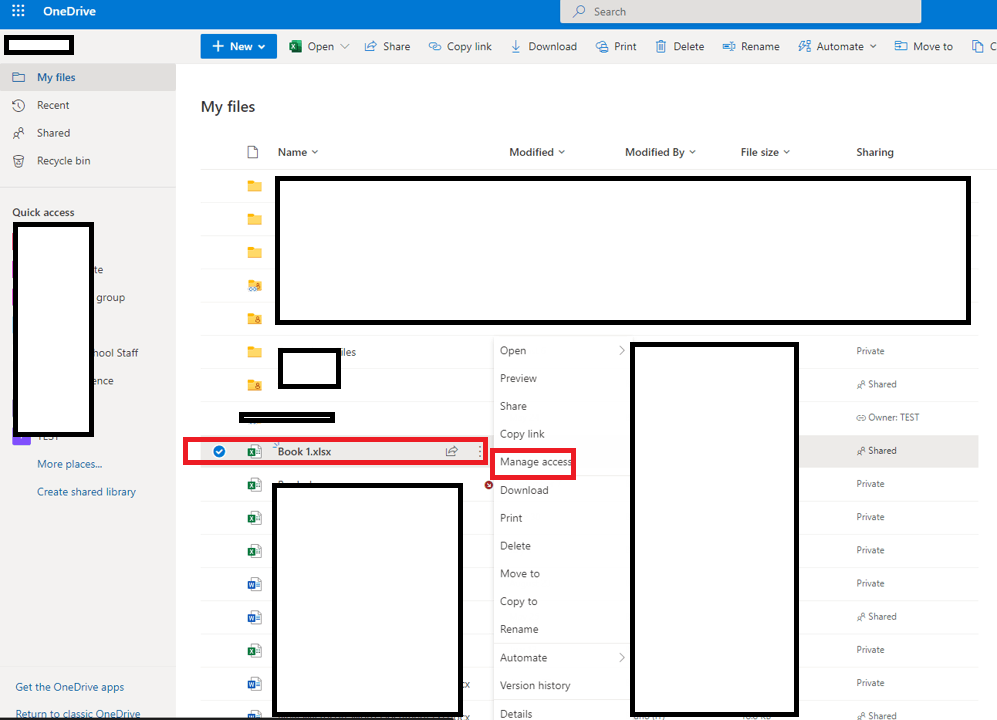 Cannot manage access in Onedrive files - Microsoft Q&A