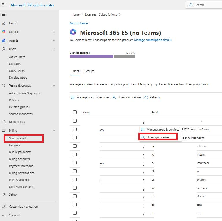 how do reduce the number of Microsoft 365 licenses - Microsoft Q&A