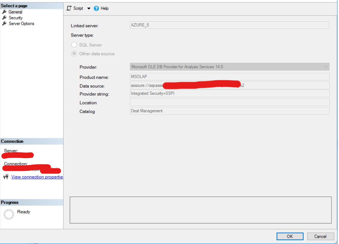 Creating Linked Server to connect to Azure Analysis Services ... Creating Linked Server to connect to Azure Analysis Services ...