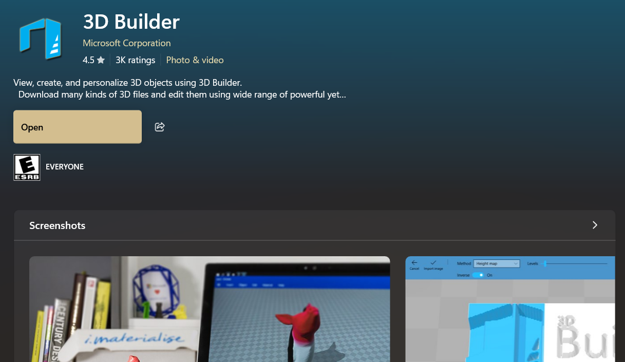 is 3d builder still available on windows - Microsoft Q&A