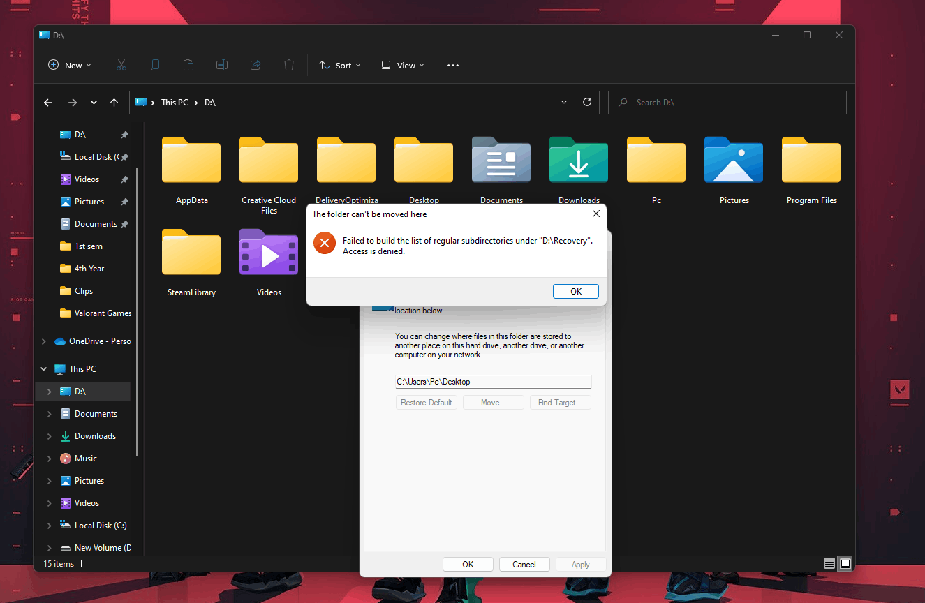 Desktop Directory/Location problem - Microsoft Q&A