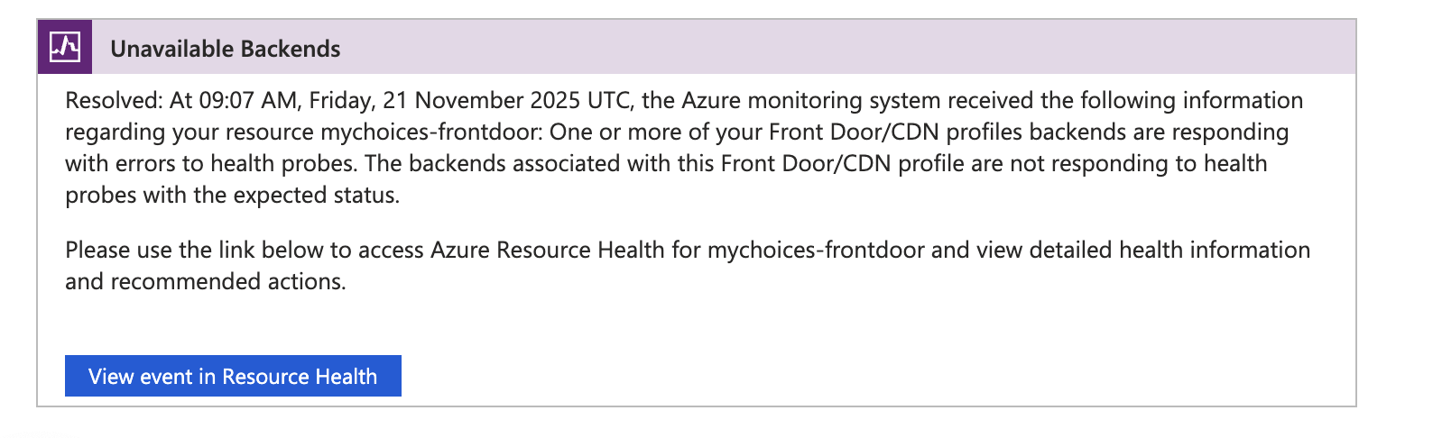 Azure Front Door endpoint is not responding. - Microsoft Q&A
