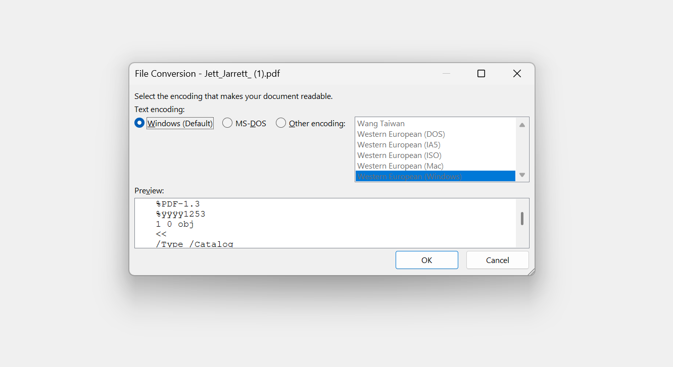 I try to open a pdf in word and am getting a File Conversion box. - Microsoft Q&A