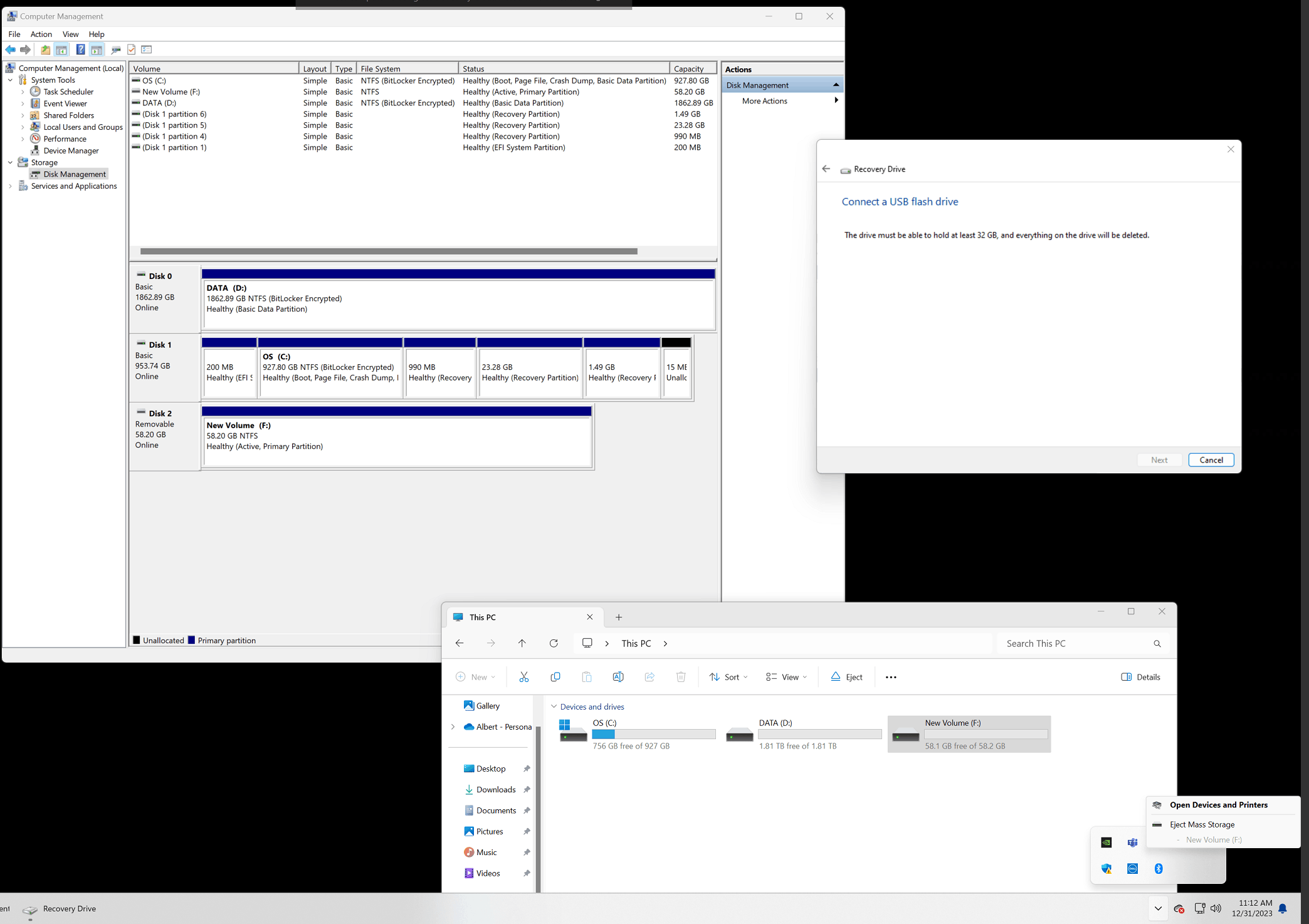 Create Recovery Drive does not recognize USB flash drives - Microsoft Q&A