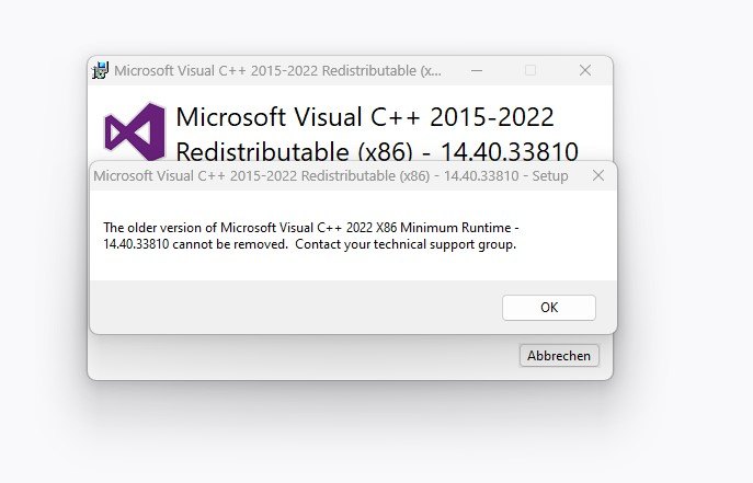 Microsoft Visual C ++ 2015-2022 lässt sich nicht installieren - Microsoft Q&A
