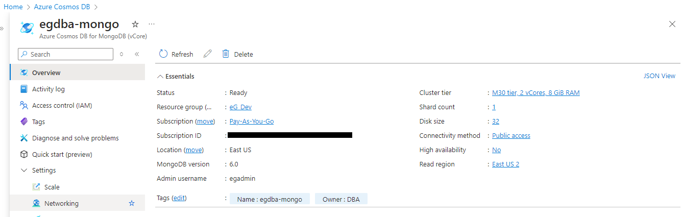 Regarding Azure Cosmos Mongodb Vcore Cluster Service Microsoft Qanda