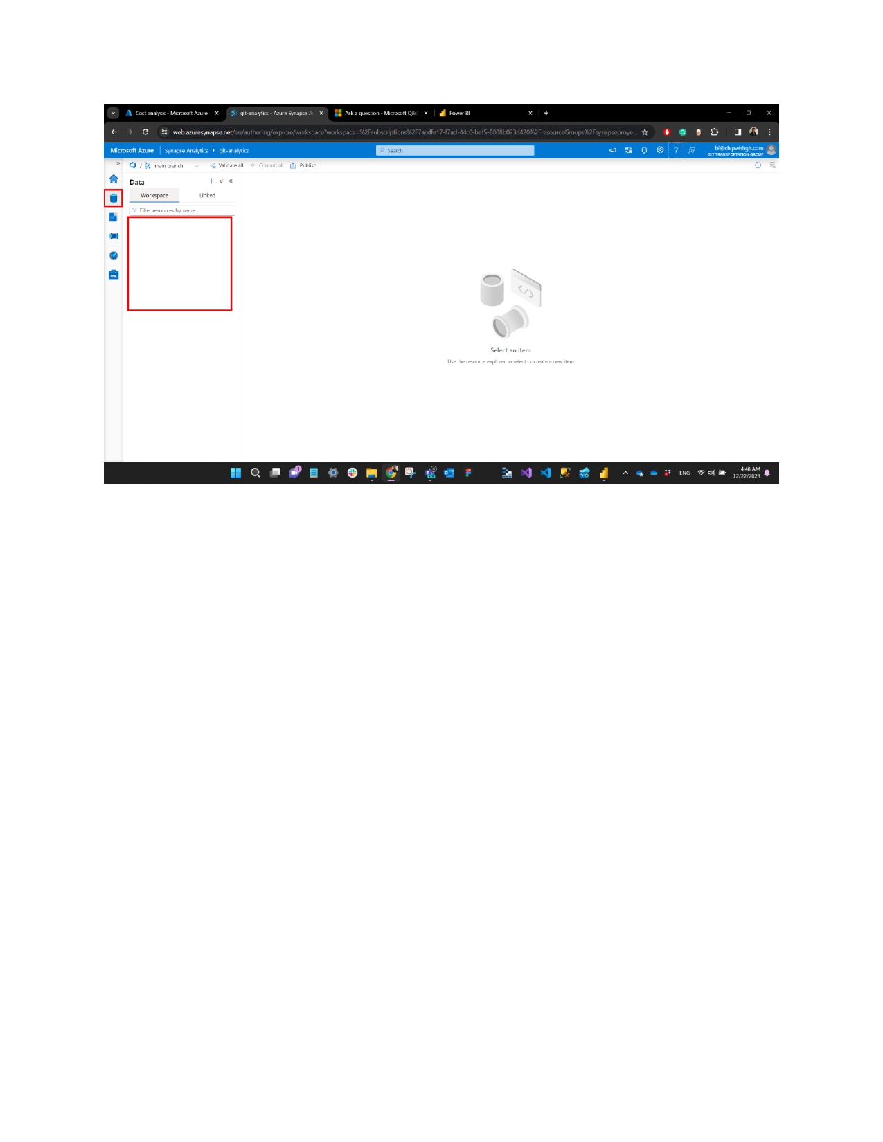 data section disapear in synapse studio - Microsoft Q&A