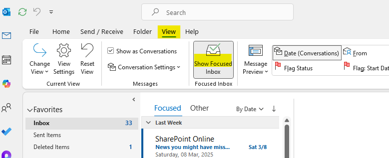 Outlook Focused Inbox reverts to ALL/Unread. Rebuilding profile fixes ...