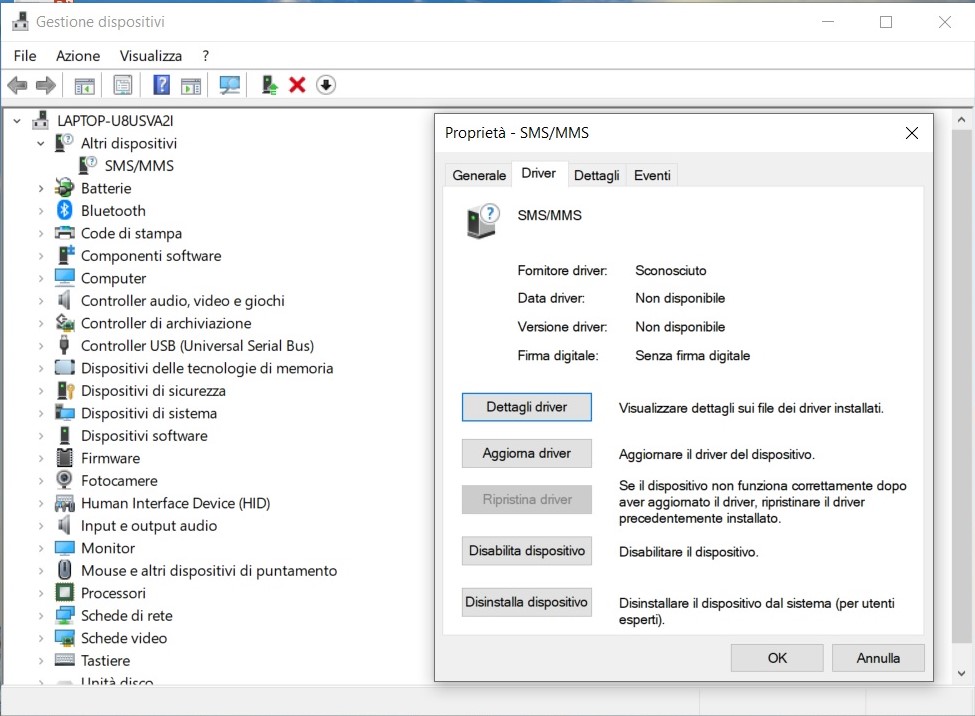 sms/mms driver uncknow - Microsoft Q&A