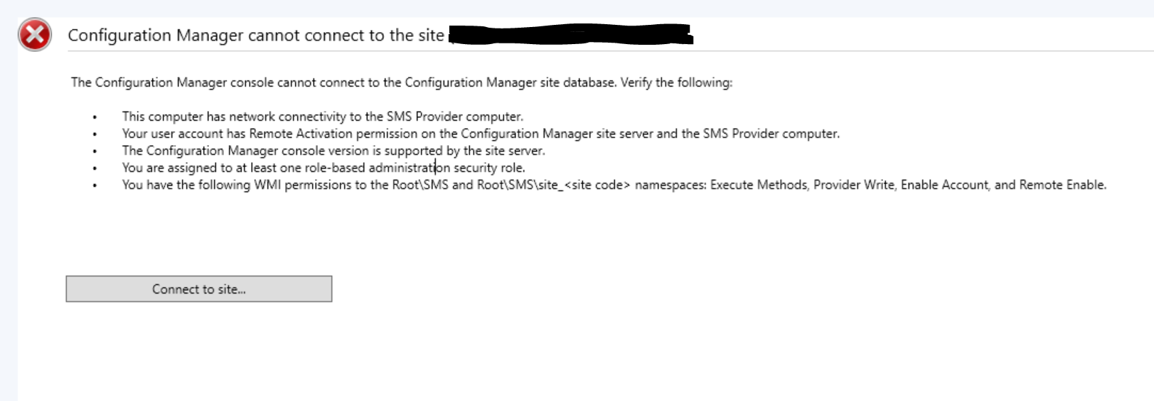 Configuration Manager Cannot Connect To Site Microsoft Qanda