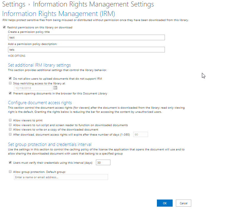 SharePoint document Library IRM and AIP - Microsoft Q&A