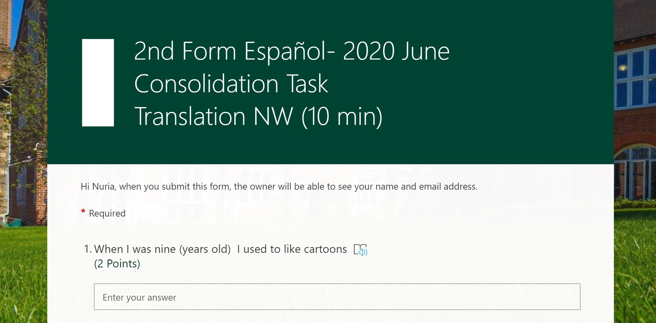 Forms-Quizes settings for 'Immersive Reader' - Microsoft Q&A