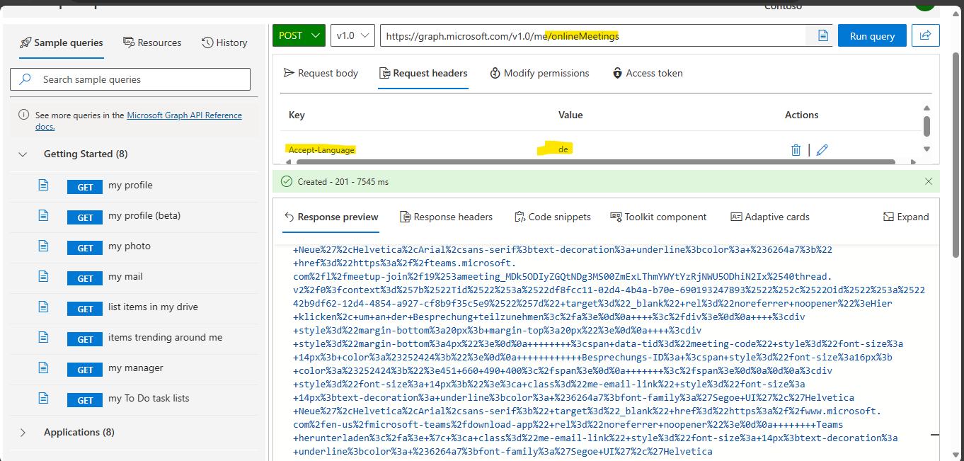 Teams Meeting Join information is always in English if created through ...