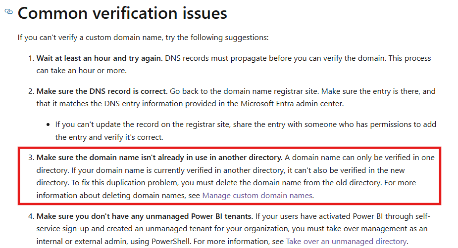 Domain name verification - Microsoft Q&A