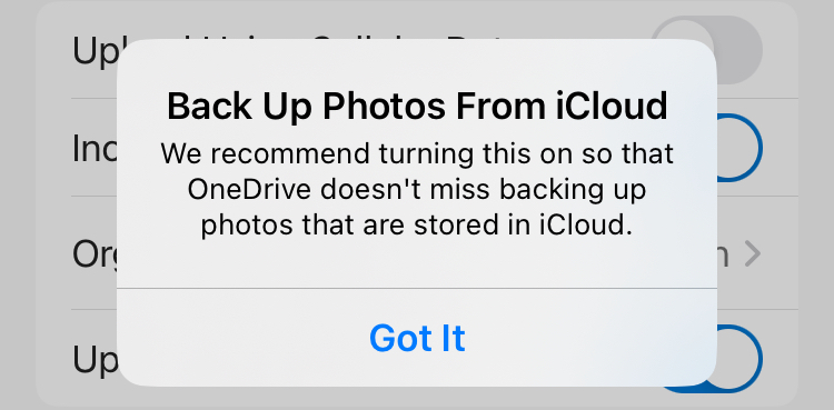 Can OneDrive iOS app upload photos from iCloud with "Optimize iPhone ...