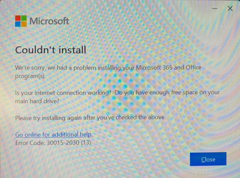 Cannot Install Office-Win 11 Error Code: 30015-2030 (13) - Microsoft Q&A