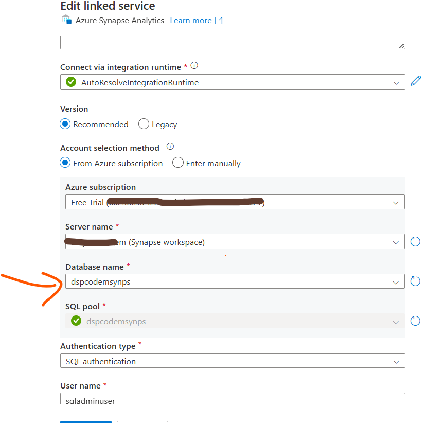 Not able to fetch serverless sql db into azure synpase pipeline for ... Not able to fetch serverless sql db into azure synpase pipeline for ...