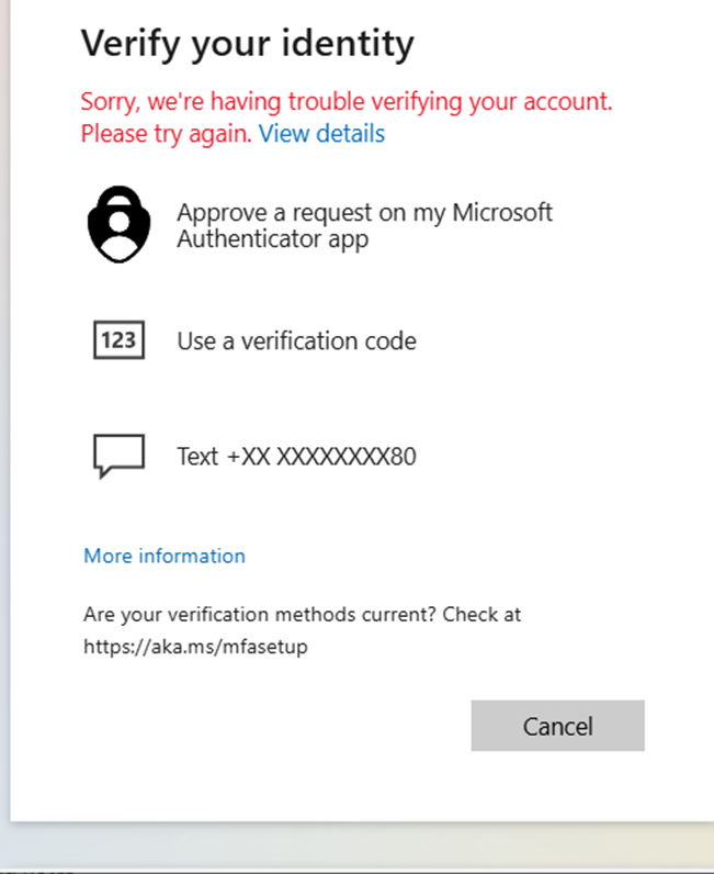 Issue with SMS authentication (Error Code: 399287) - Microsoft Q&A