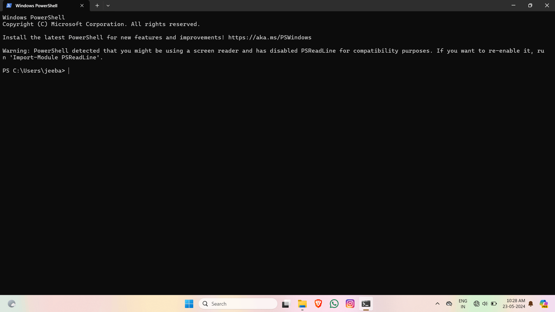 I have a problem on power shell on windows 11. When i power on my laptop automatically the power ...
