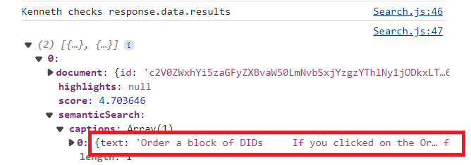 how to access caption from Semantic Search using JavaScript? - Microsoft Q&A