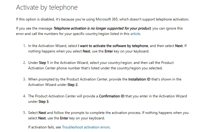 How to activate Office 2021 using phone - Microsoft Q&A