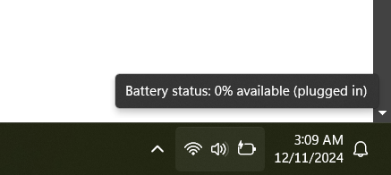 Battery is Charging - Battery Status: 0% available (plugged in ...