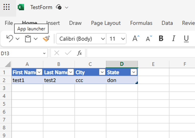 Excel data file of "Office365 Form" shows additional columns ...