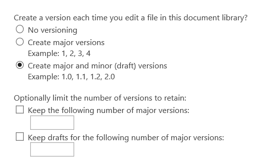 Minor version limit exceeded, but no minor versions to delete ...
