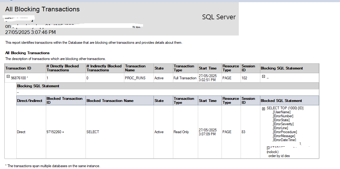 SQL Managed Instance blocking transaction - Microsoft Q&A
