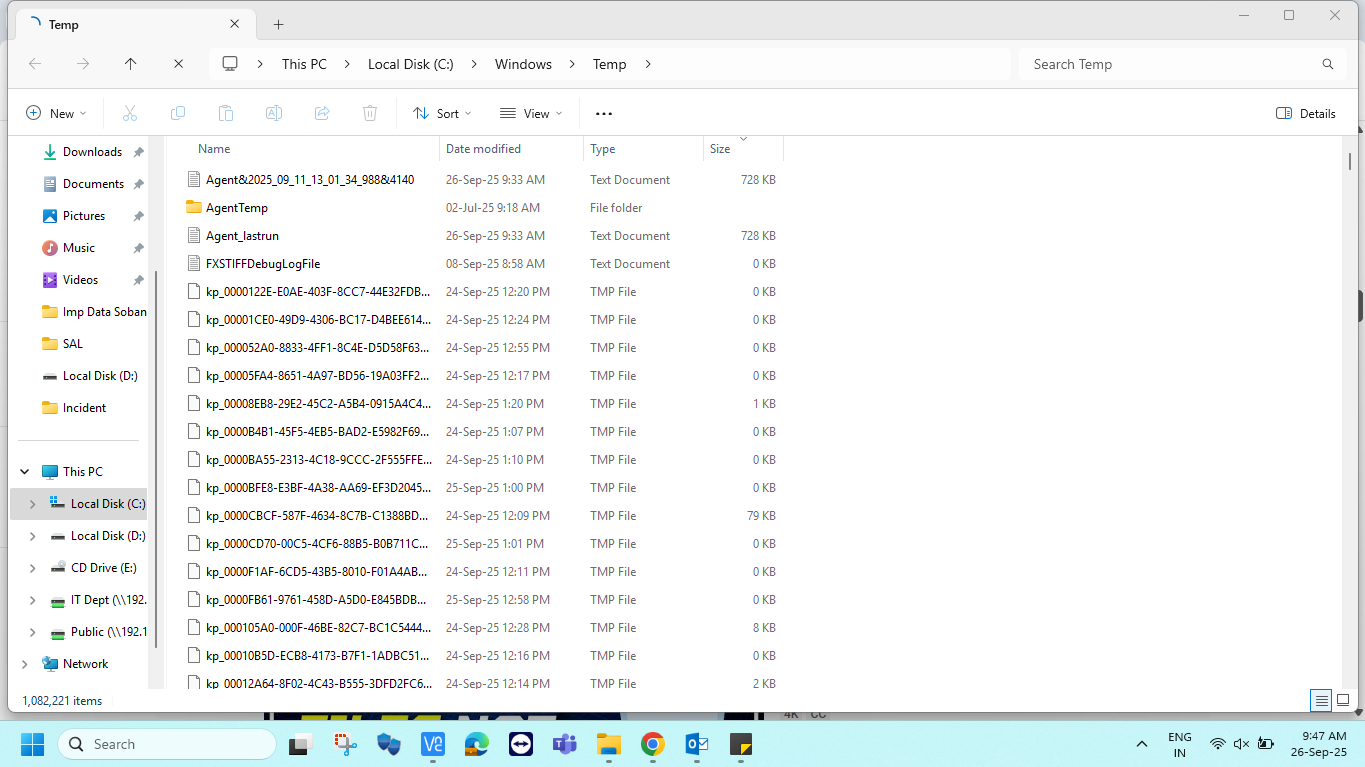 On Windows 11 C\Windows\Temp folder is getting automatically Full - Microsoft Q&A