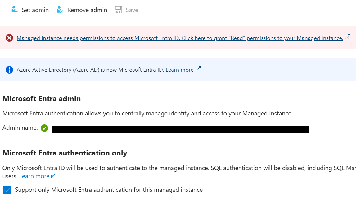 UMI/Entra Admin Architecture for Managed Instance - Microsoft Q&A