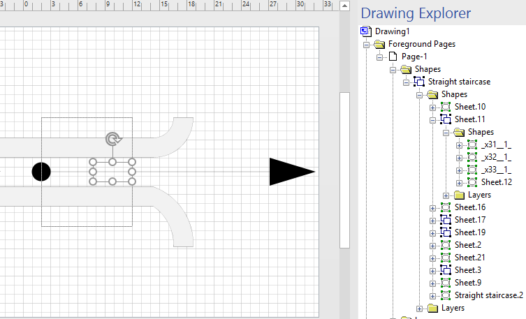 How do I change the staircase direction from up to down on Visio ...