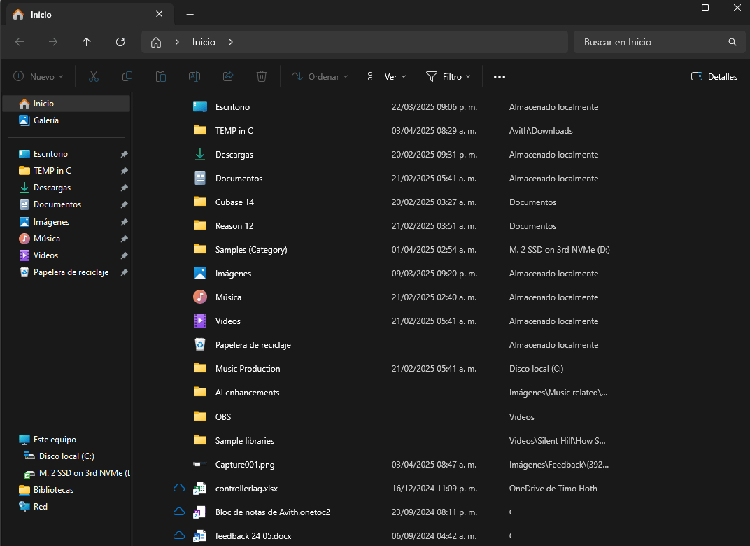How I can change the layout or order of the files in the "Home" section ...