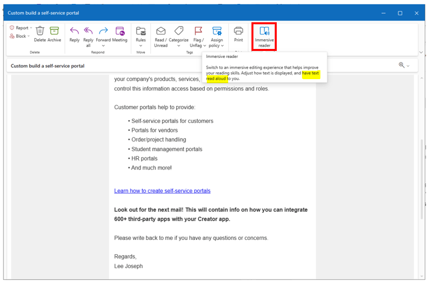 Microsoft Read Aloud for New Outlook - Microsoft Q&A