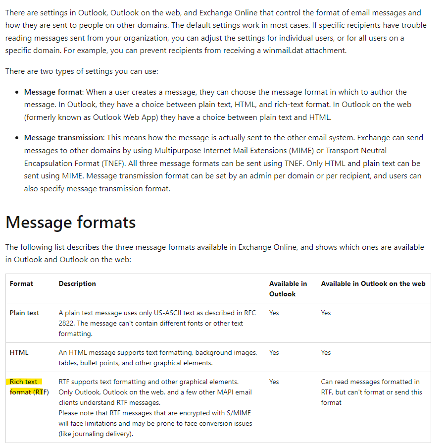 Do O365 Outlook Rich Text Format still support Attachment on Mail body ...