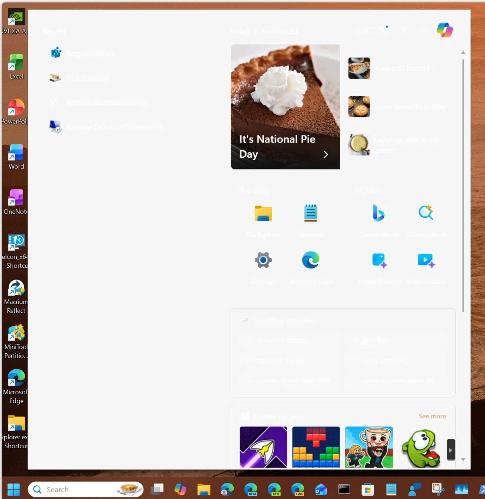 Build 28020.1371, Search flyout has unreadable text when using Custom ...