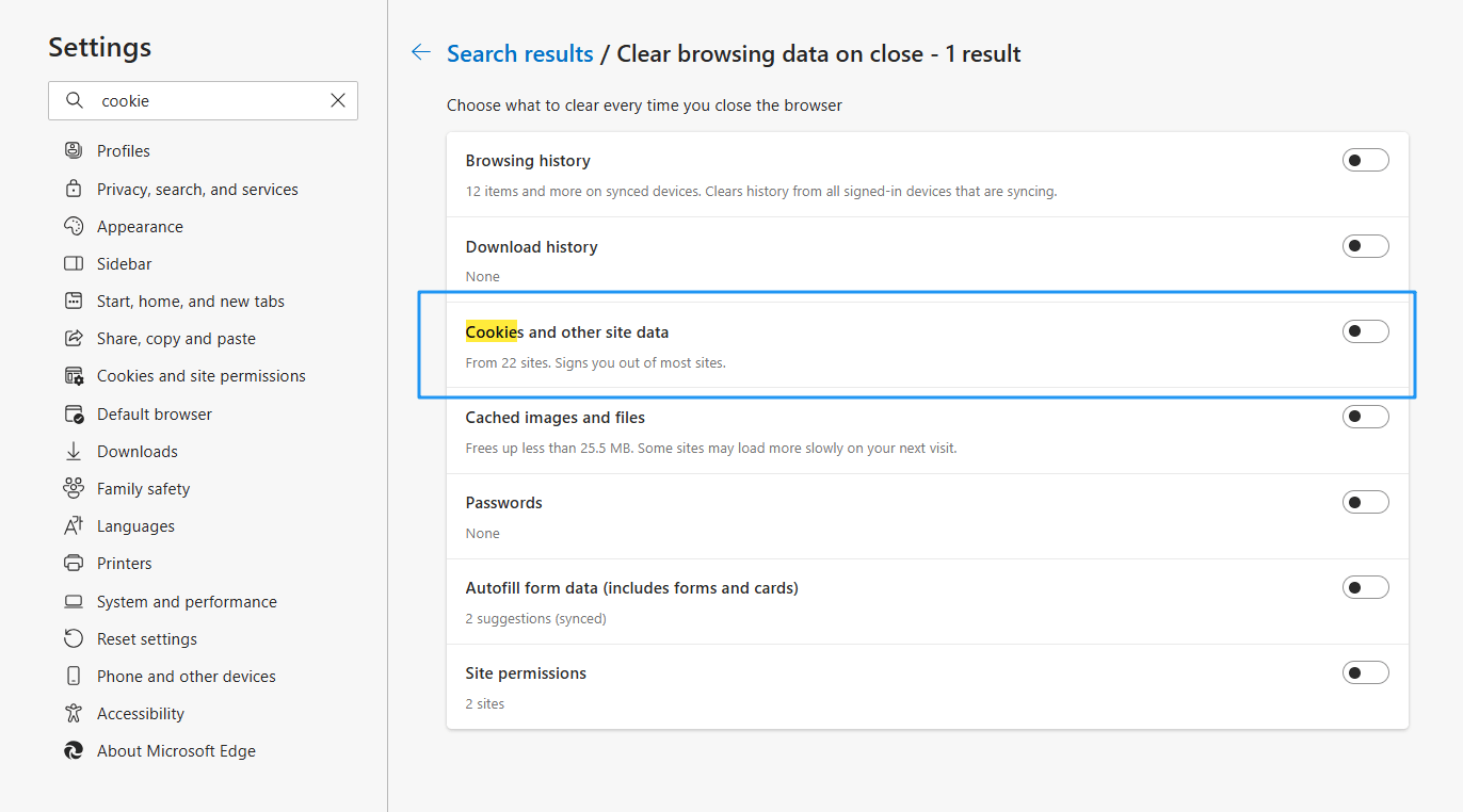 Edge keeps deleting my cookies on close, even though it is NOT set up ...