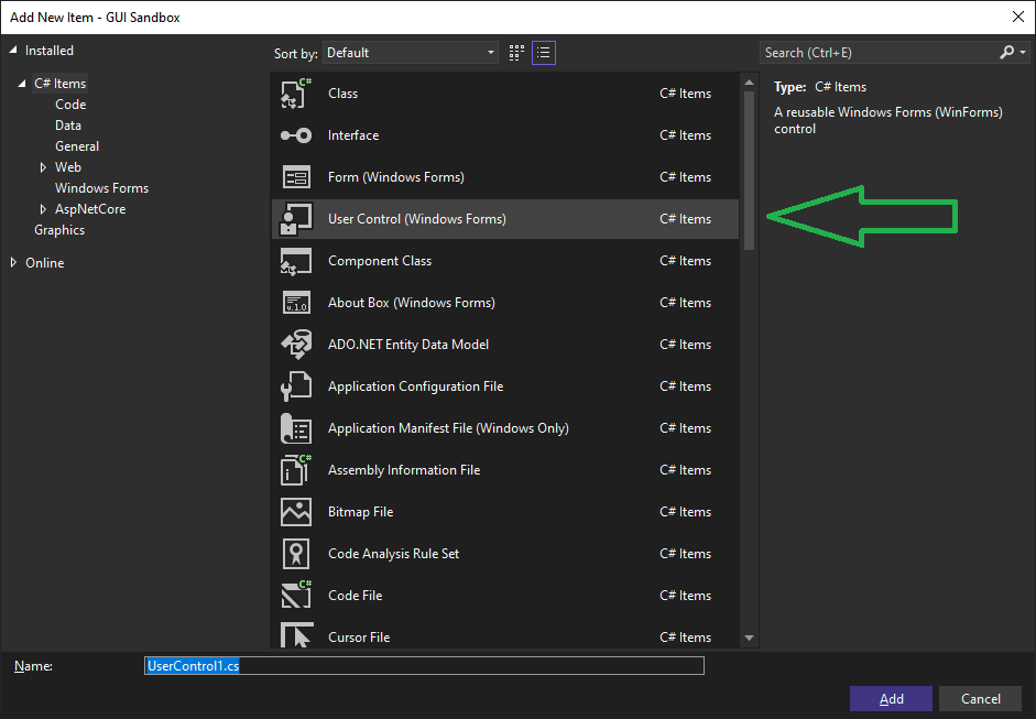 Creating a reusable form using C# custom "User Control" - Microsoft Q&A